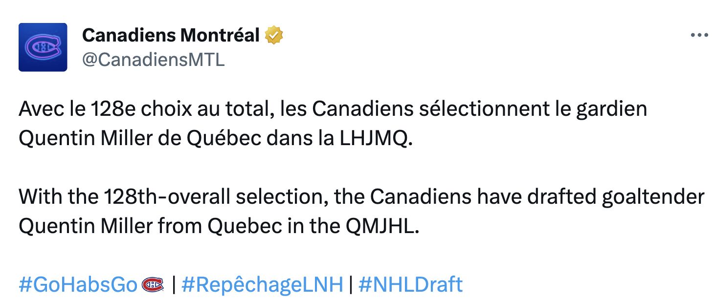 L'Ahuntsicois Quentin Miller repêché par le Canadien ...